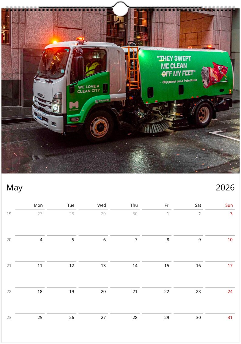 2026 Garbage Management Wall Calendar | A3 Vertical | Week Starts ...