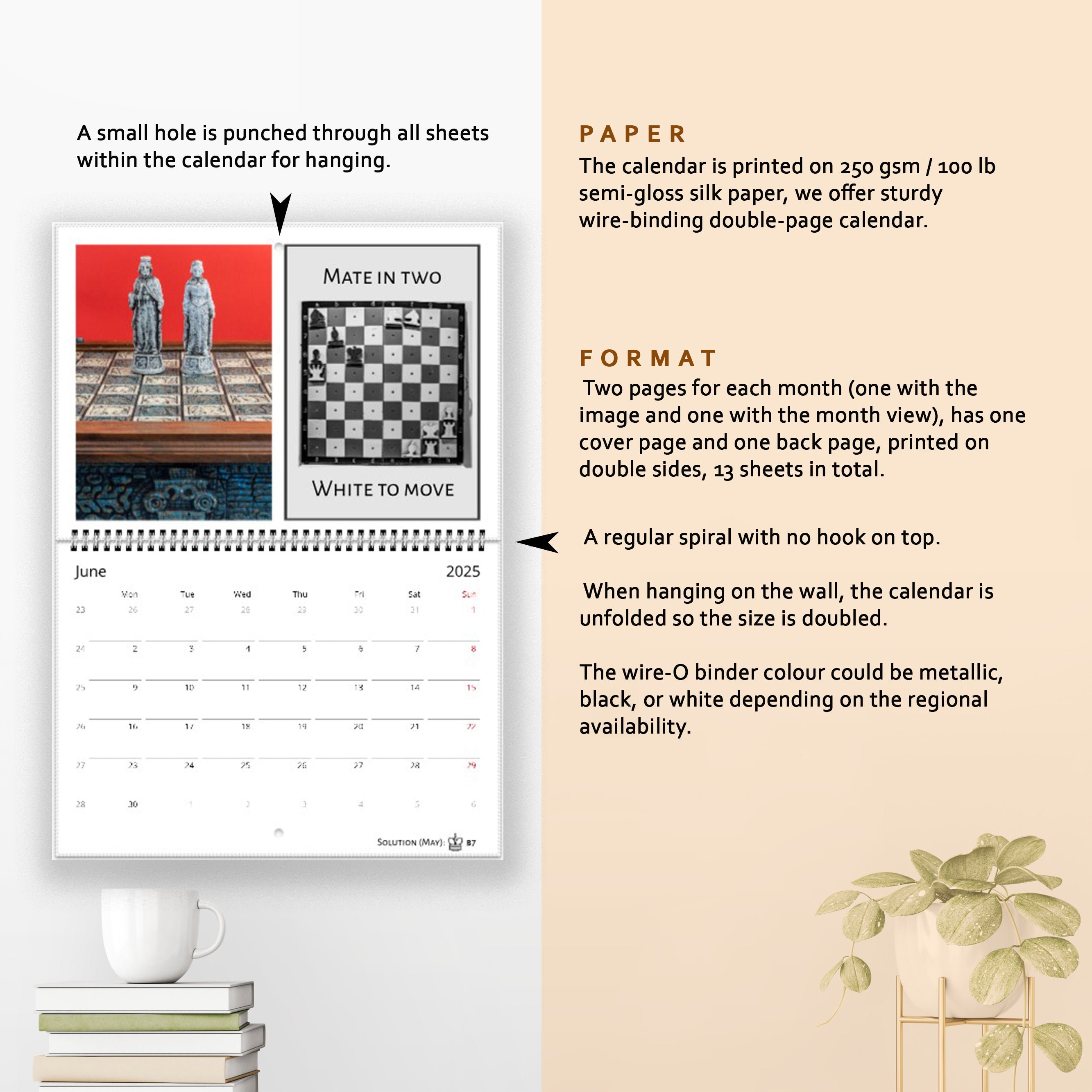 2025 Chess Puzzle Wall Calendar A4 Horizontal Dutch Week Starts Monday ...