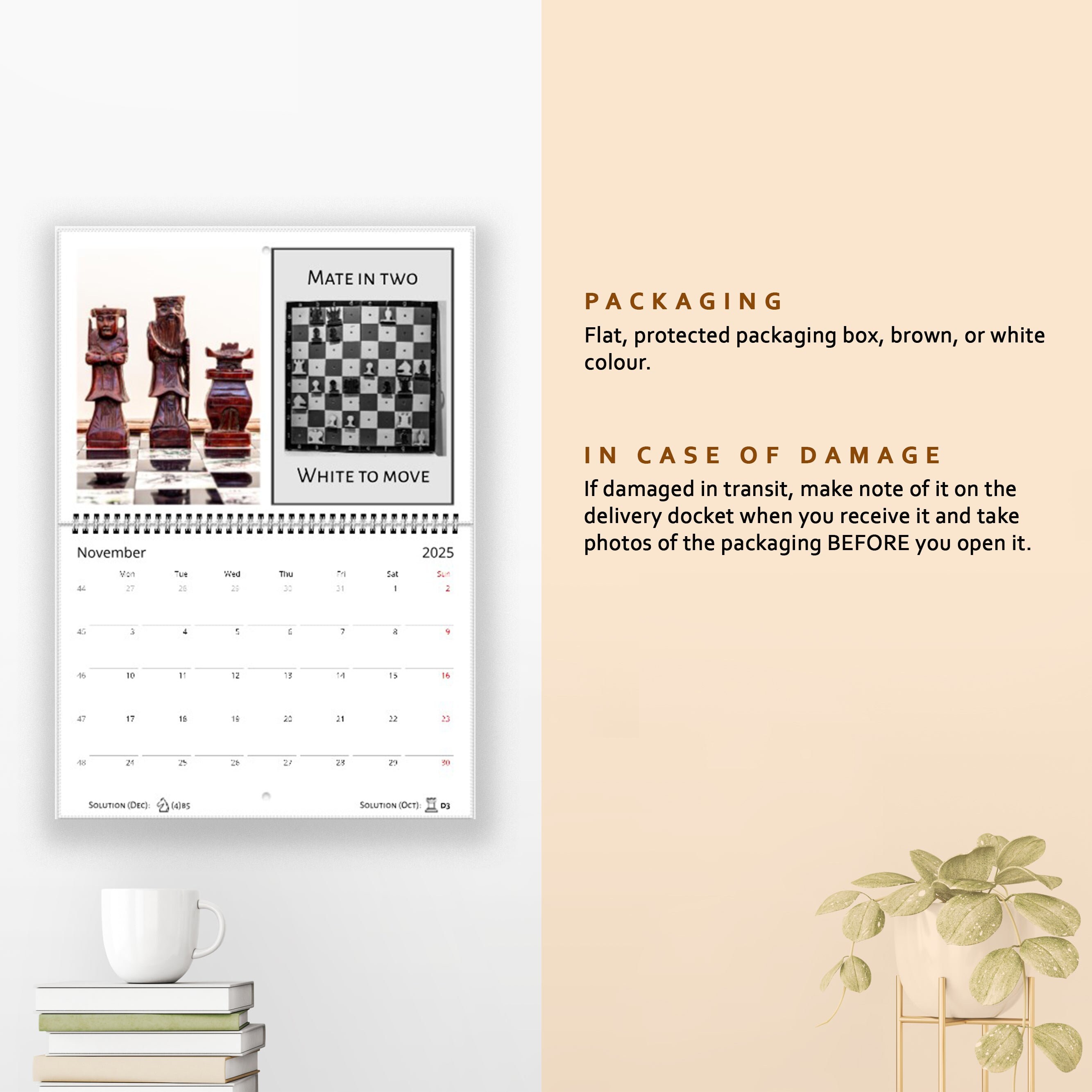 2025 Chess Wall Calendar Bundle A4 Horizontal Kannada Week Starts ...