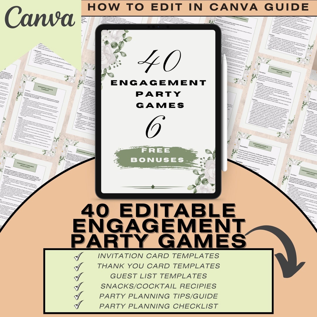 Editable Engagement Party Games, Printable Bridal Shower Games Bundle ...