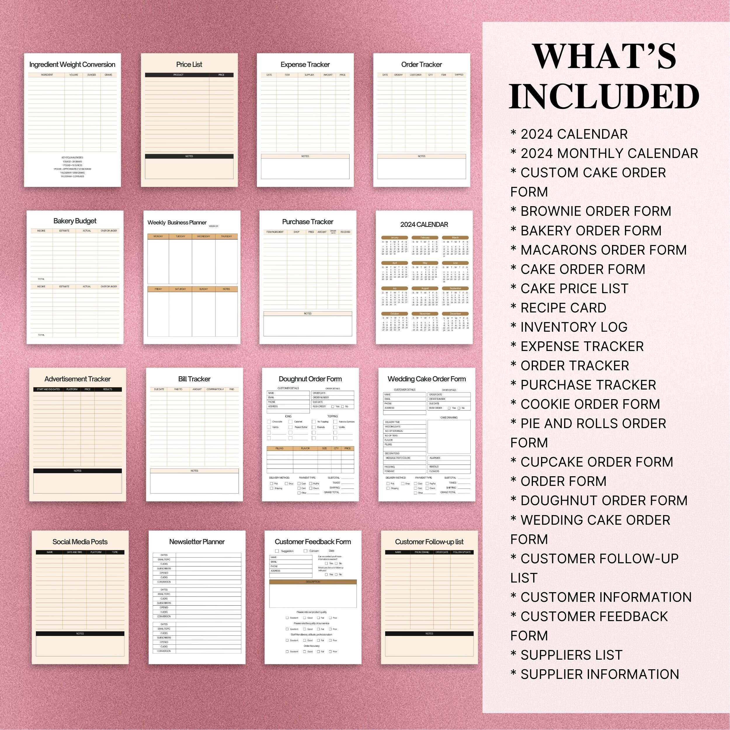 Cake Order Form Printable Bakery Order Form Editable Bakery Business ...