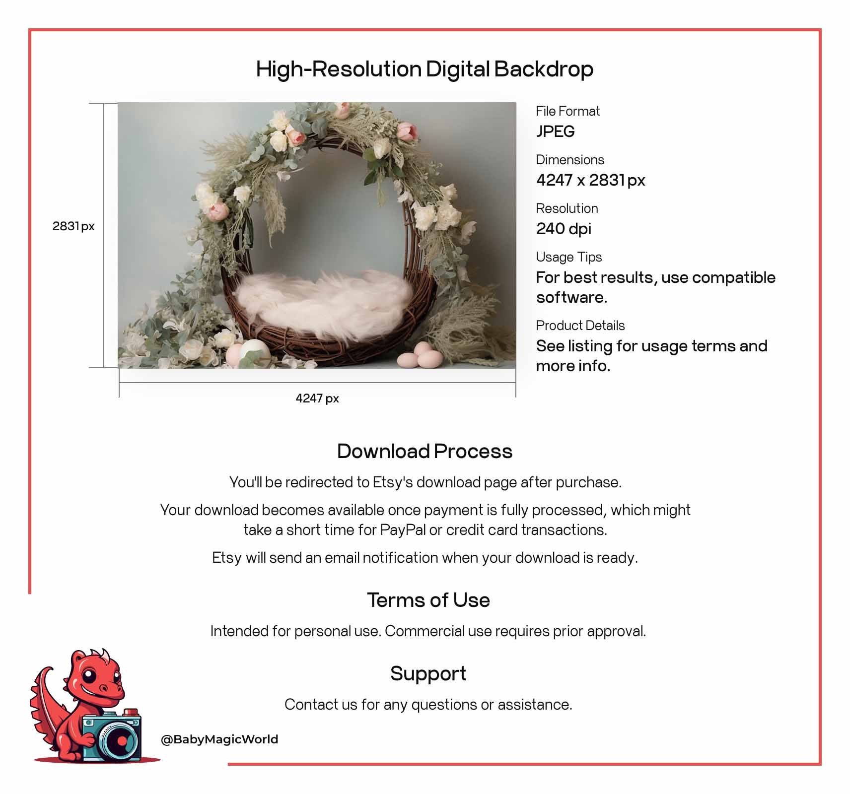 Easter Newborn Digital Backdrop, Easter, Photography Prop, Digital ...