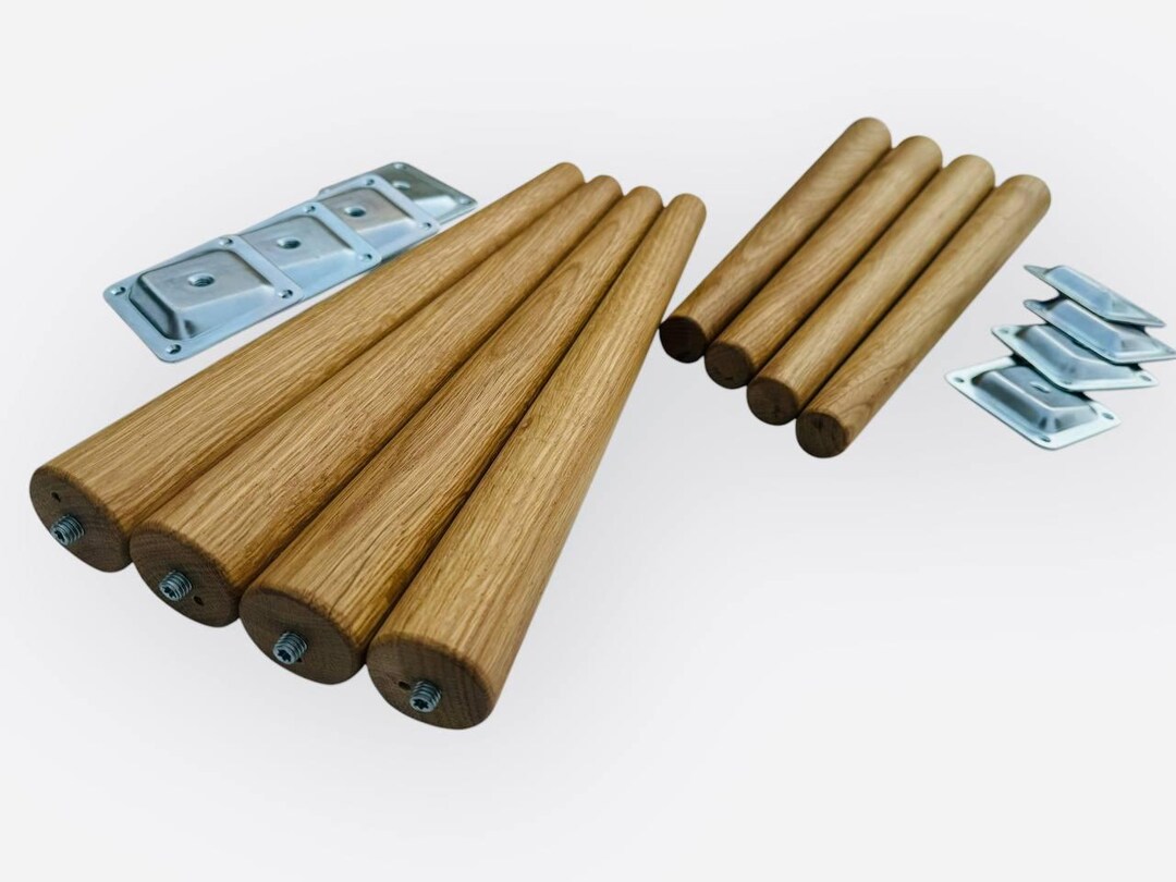 Round Legs for Solid Wood Furniture, Wooden Legs for Vintage Furniture ...