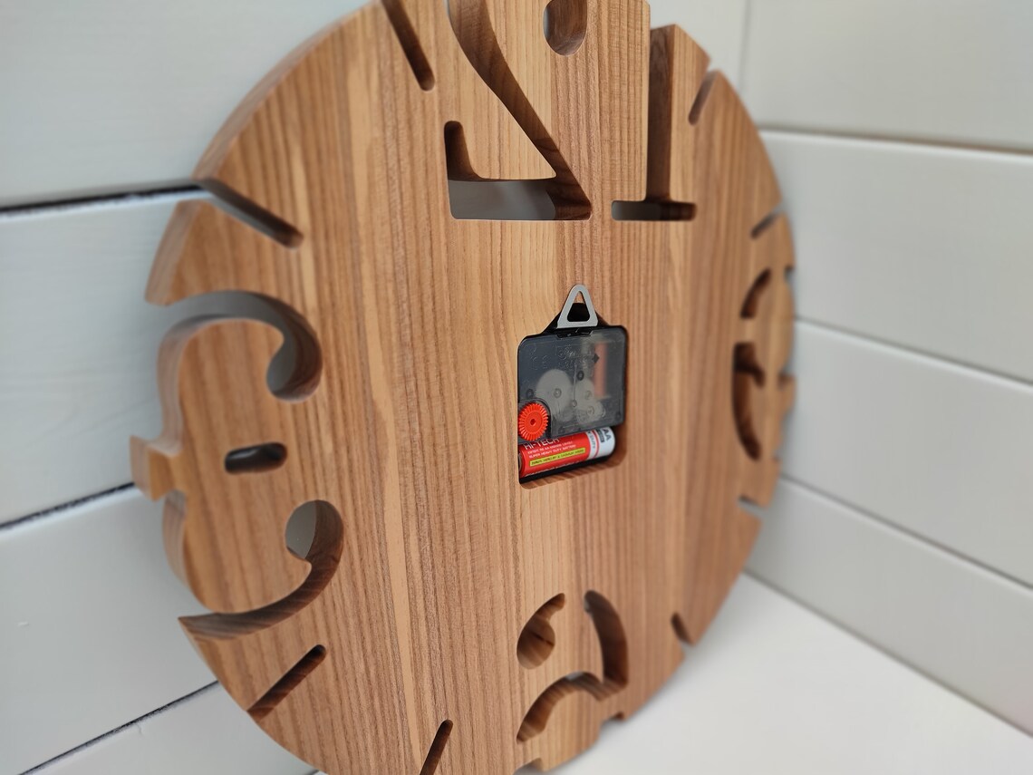 Handmade Wooden Wall Clock Made of Oak Wood, Wood Clocks, Room Decor ...