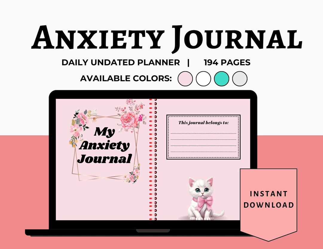 Digital Anxiety Journal & Wellness Planner, Printable Mental Health ...