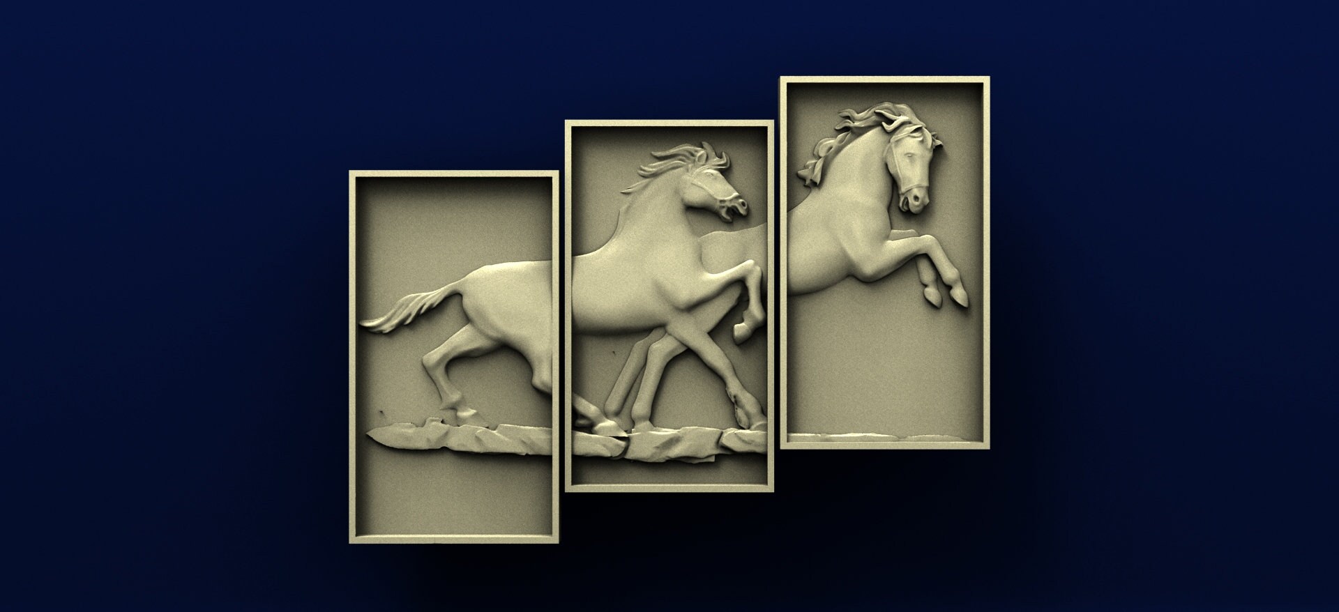 3d Horses Relief Model-3d Stl Drawing Files for Cnc Machine-3d Printer-cnc Router Engraver,wood ...
