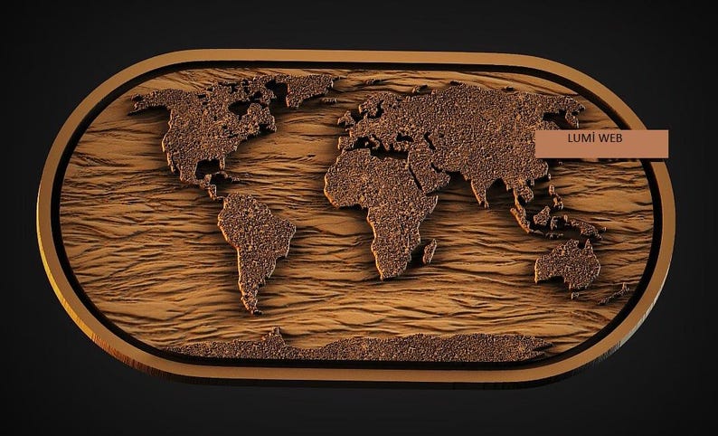 3d Stl Model,cnc Machine,3d World Map Relief,cnc Router Files, Wall ...