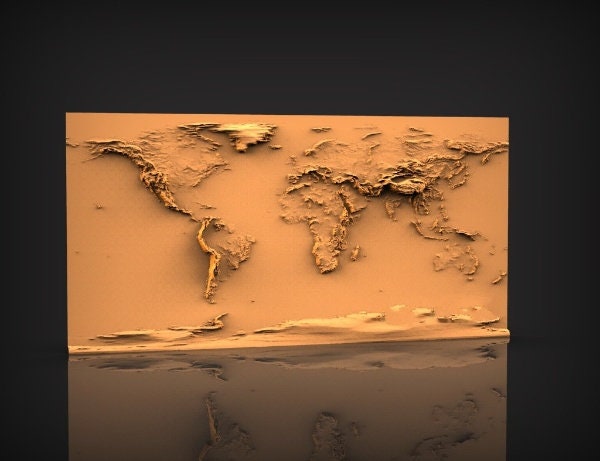3d Stl World Map Relief Model-3d Stl Drawing Files for Cnc Machine-3d Printer-cnc Router ...