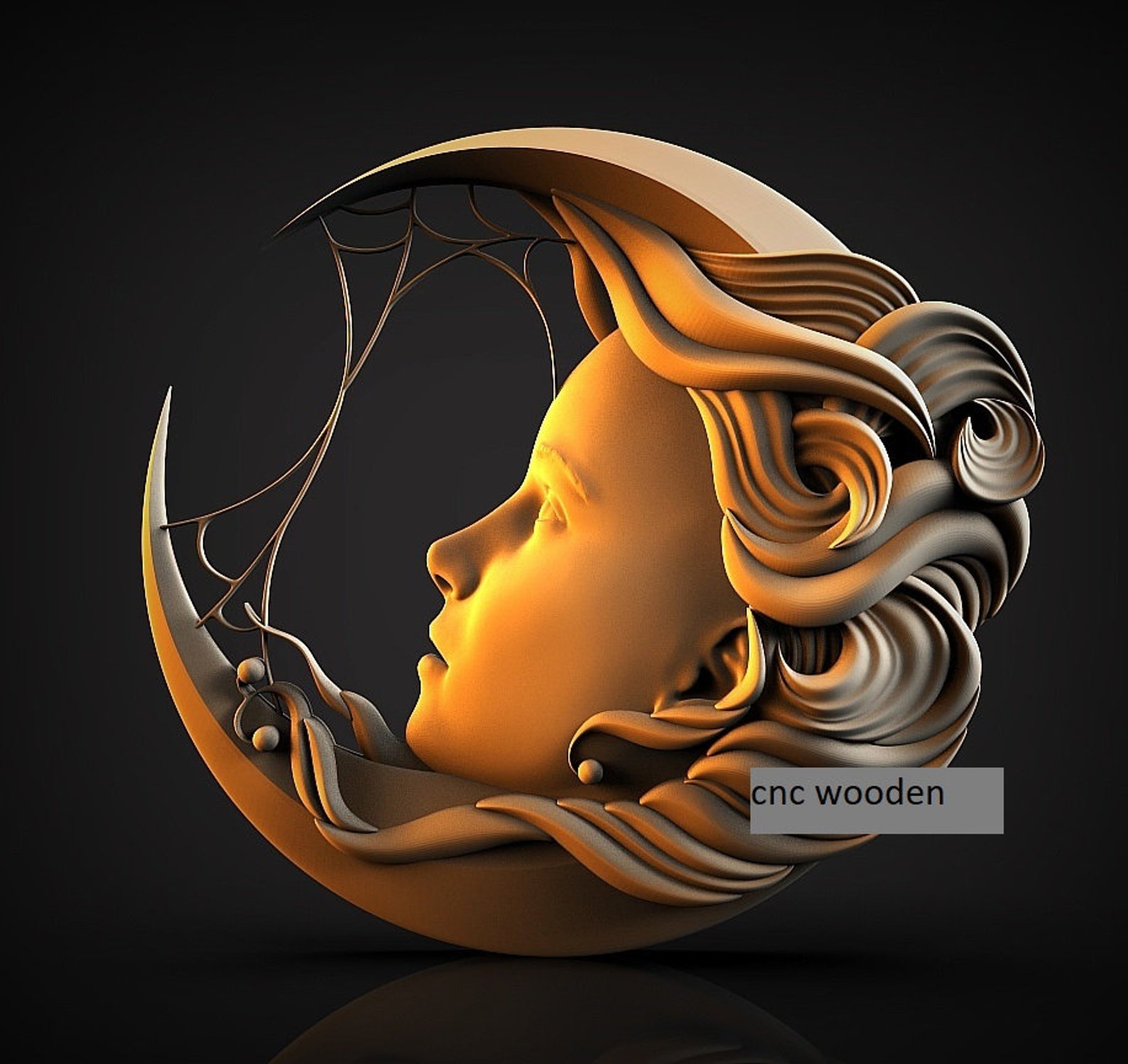 3d Moon Woman Relief Model-3d Stl Drawing Files for Cnc Machine-3d Printer-cnc Router Engraver ...