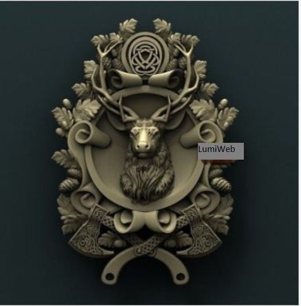 3d Relief Stl Model,3d Deer Frame Relief,wood Working,cnc Machine and ...