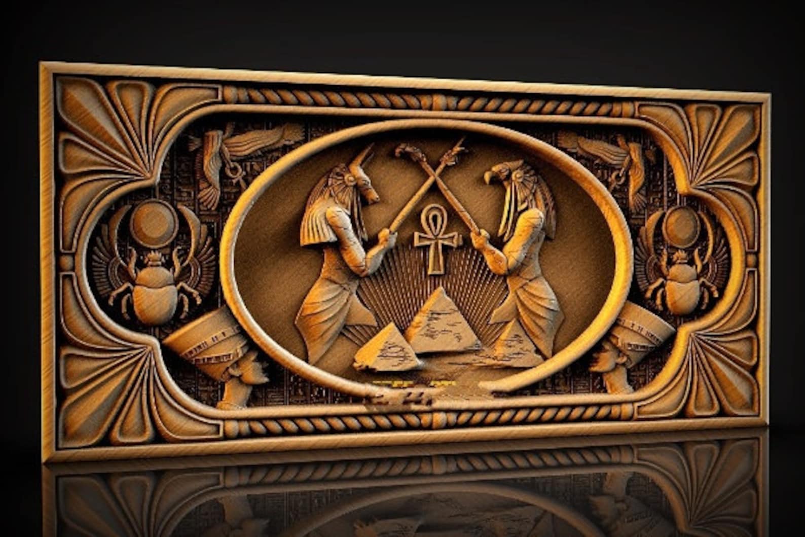 3d Framed Egyptian Relief Model-3d Stl Drawing Files for Cnc Machine-3d ...