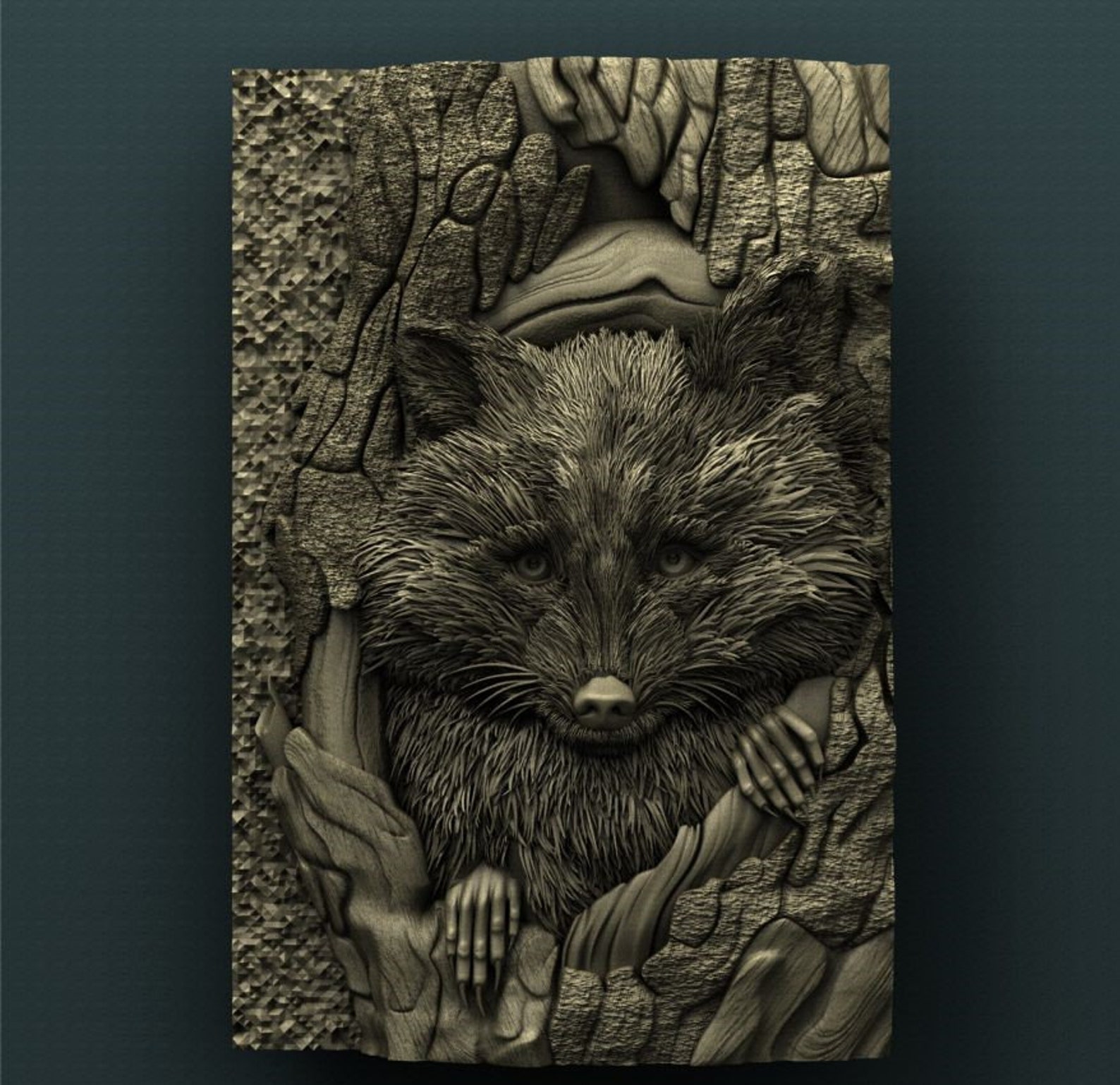 3d Raccoon Relief Model-3d Stl Drawing Files for Cnc Machine-3d Printer-cnc Router Engraver ...