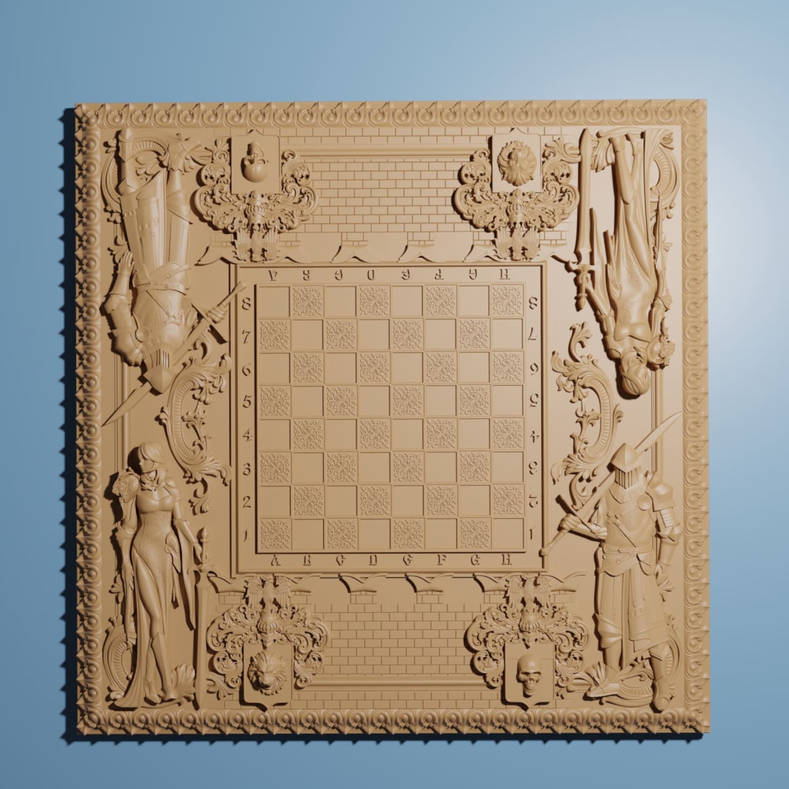 3d Chess Board Model-3d Stl Drawing Files for Cnc Machine-3d Printer ...