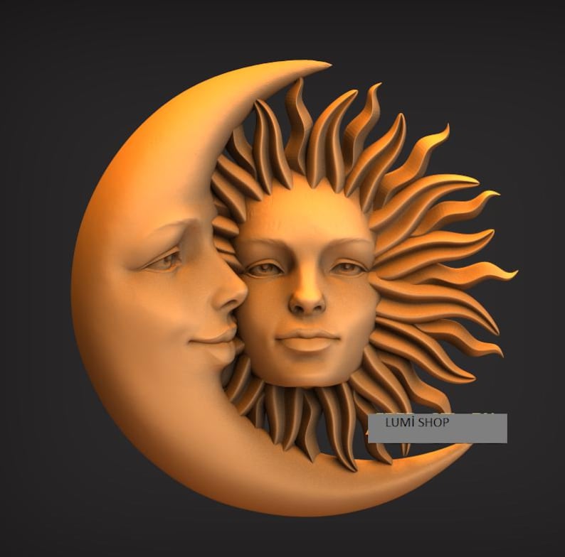 3d Stl Model,cnc Machine,3d Sun and Moon Relief,cnc Router Files,wall ...