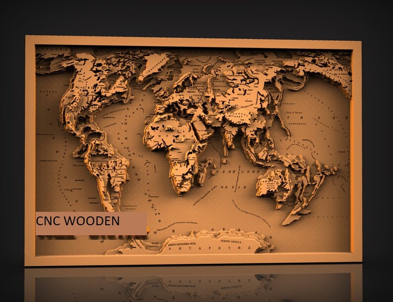 3d World Map Relief Model-3d Stl Drawing Files for Cnc Machine-3d ...