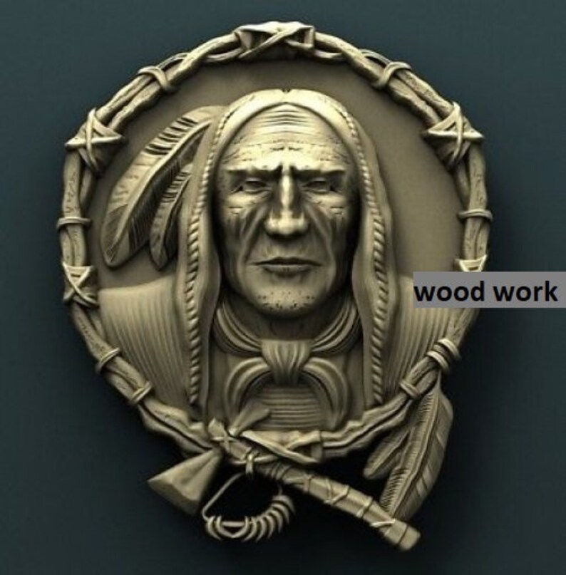 3d Native American Man Relief Model-3d Stl Drawing Files for Cnc Machine-3d Printer-cnc Router ...