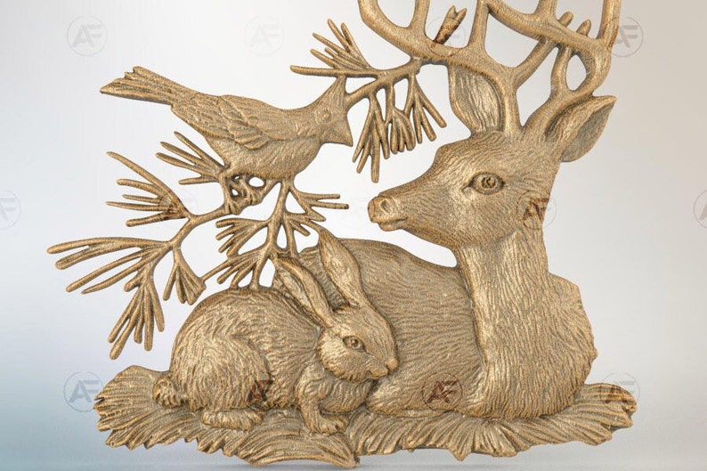 3d Forest Deer Relief Model-3d Stl Drawing Files for Cnc Machine-3d Printer-cnc Router Engraver ...