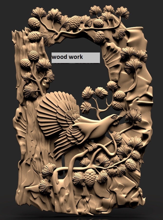 3d Framed Forest Bird Relief Model-3d Stl Drawing Files for Cnc Machine ...