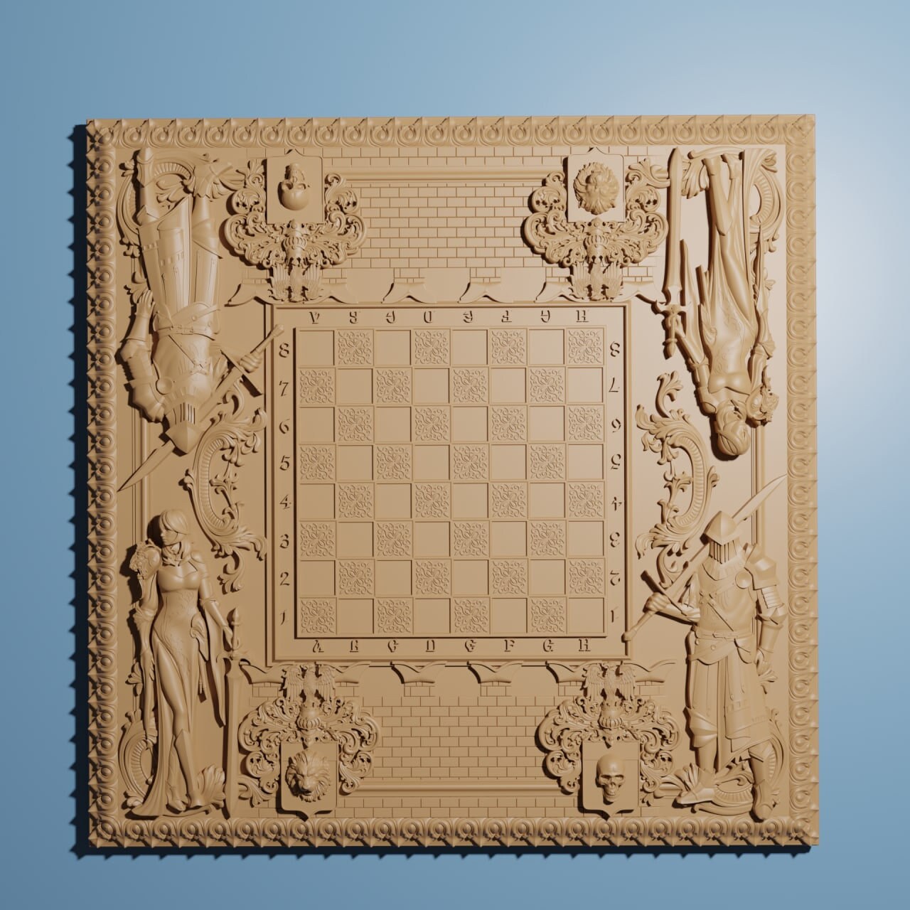 3d Chess Board Model-3d Stl Drawing Files for Cnc Machine-3d Printer-cnc Router Engraver,wood ...