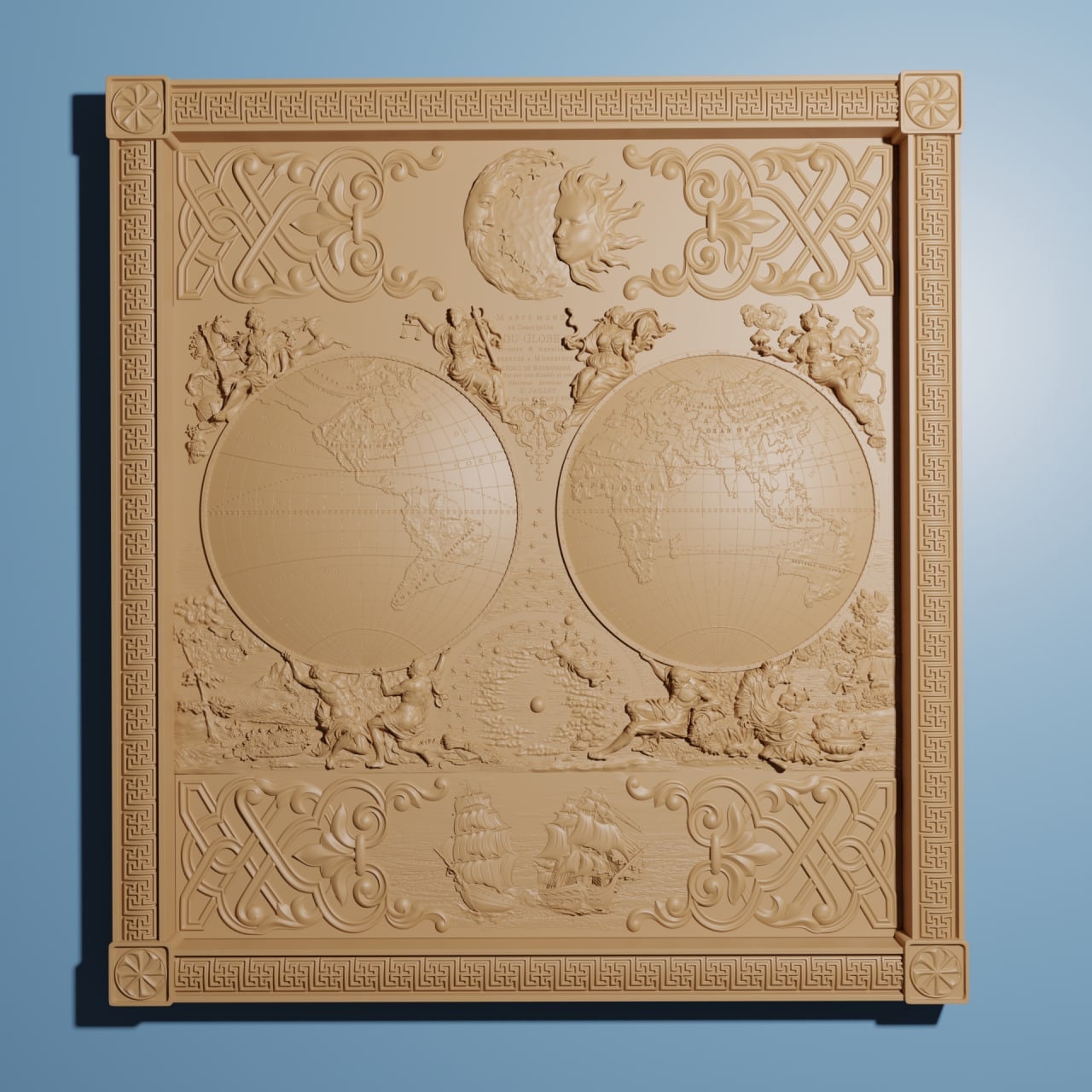 3d World Map Relief Model-3d Stl Drawing Files for Cnc Machine-3d Printer-cnc Router Engraver ...