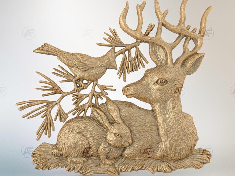 3d Forest Deer Relief Model-3d Stl Drawing Files for Cnc Machine-3d ...