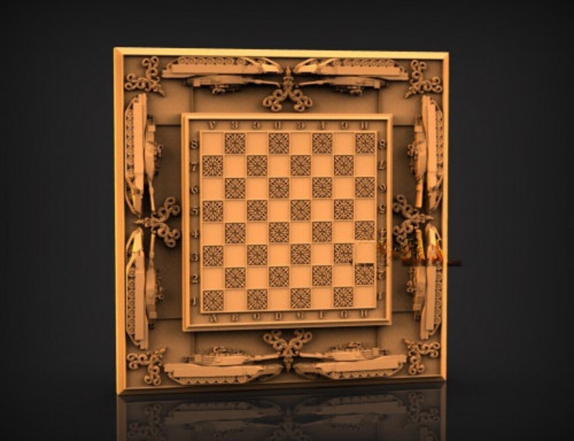 3d Chess Board Model-3d Stl Drawing Files for Cnc Machine-3d Printer ...