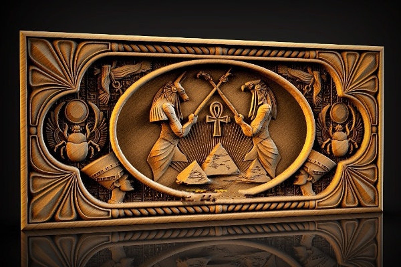3d Framed Egyptian Relief Model-3d Stl Drawing Files for Cnc Machine-3d Printer-cnc Router ...