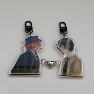 Soukoku Magnetic Connecting Heart Keychains | Bsd | Skk | Bungou ...
