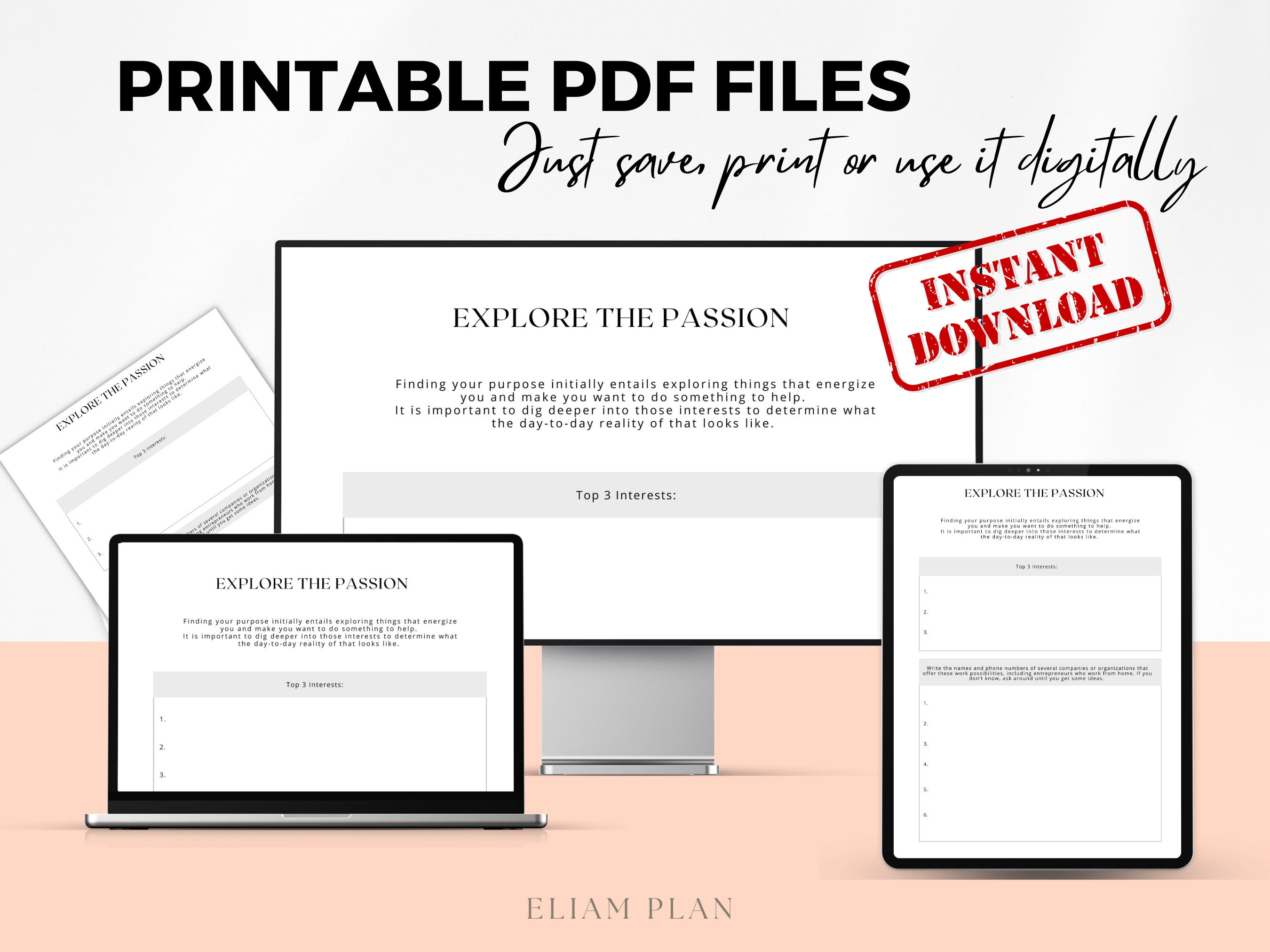 Find Your Passion Planner Printable, Life Coaching Pages, Digital Self ...