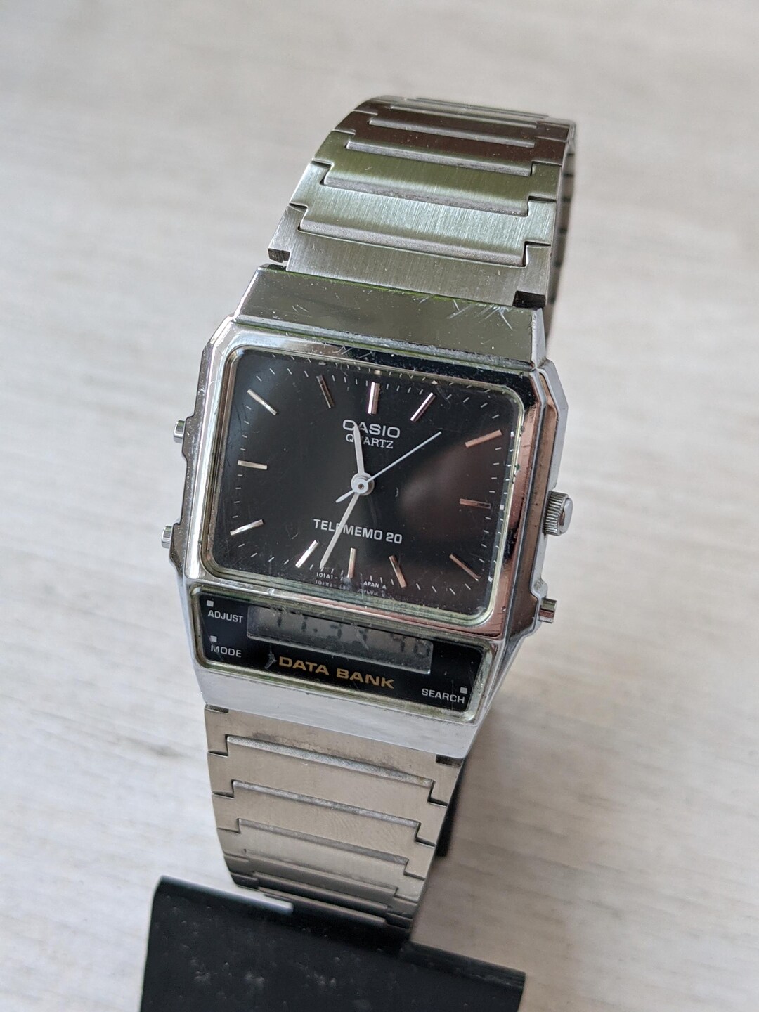 Vintage Men's Watch Casio Telememo 20 Quartz Data Bank Casio 344 AB-100 ...