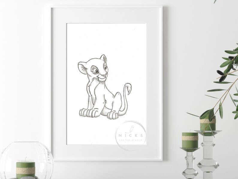 Hand Drawn Nala Inspired Print A4 Illustration Wall Art - Etsy