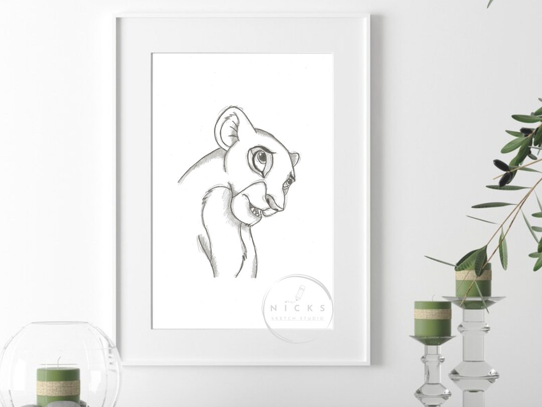 Hand Drawn Nala adult Illustration A4 Illustration Wall - Etsy UK