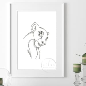 Hand Drawn Nala adult Illustration A4 Illustration Wall - Etsy UK