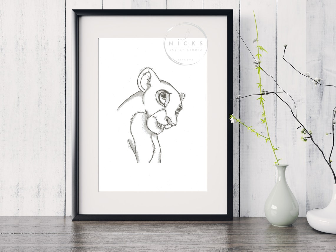 Hand Drawn Nala adult Illustration A4 Illustration Wall - Etsy UK