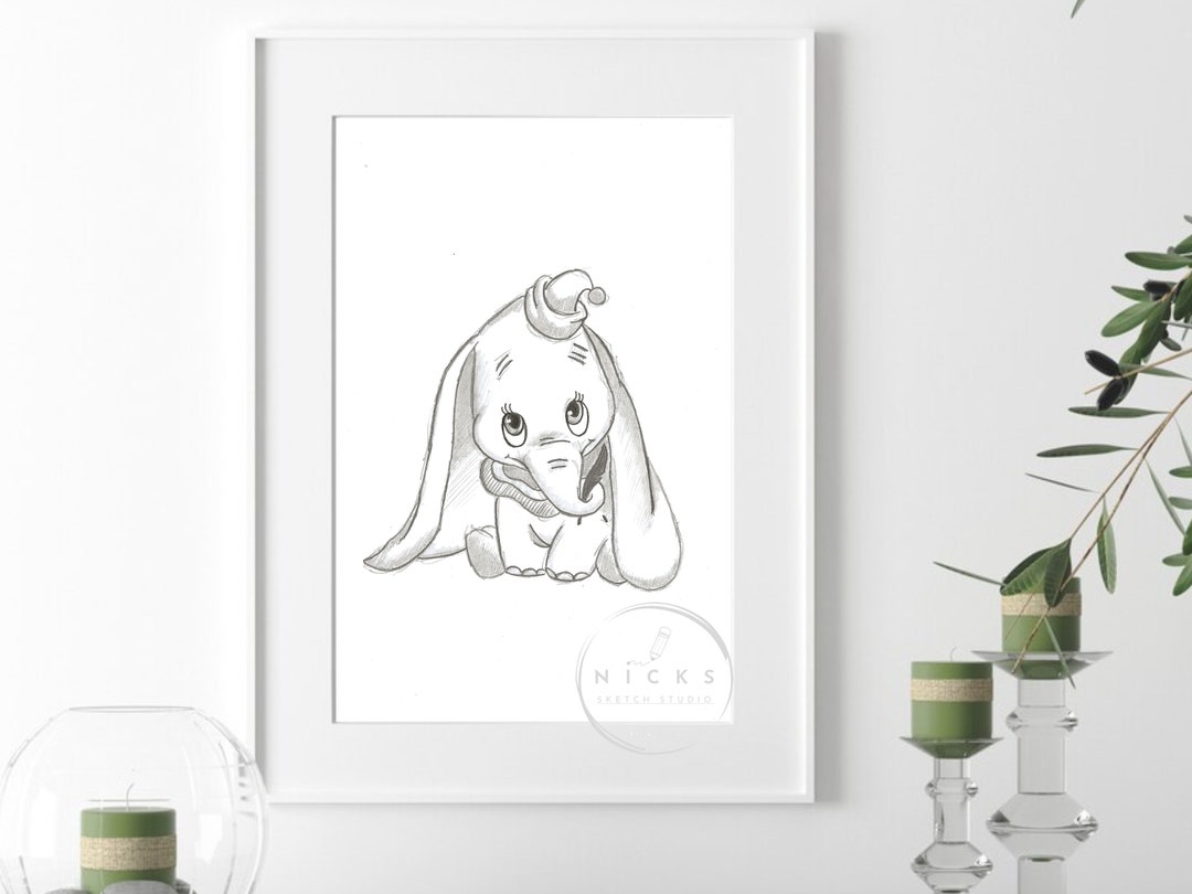Disney Inspired Professional Hand Drawn Illustration. DUMBO - Etsy