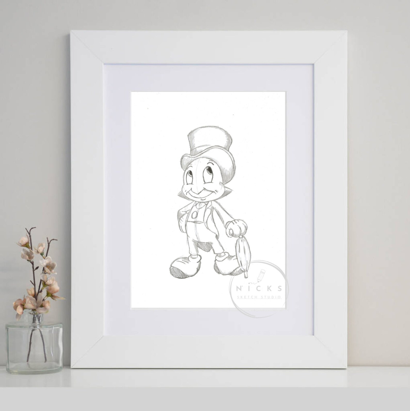 Hand Drawn Jiminy Cricket Inspired Print A4 Illustration - Etsy UK