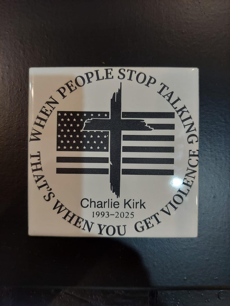 Charlie Kirk Engraved Ceramic Tile Coaster - Conservative Legacy - Etsy