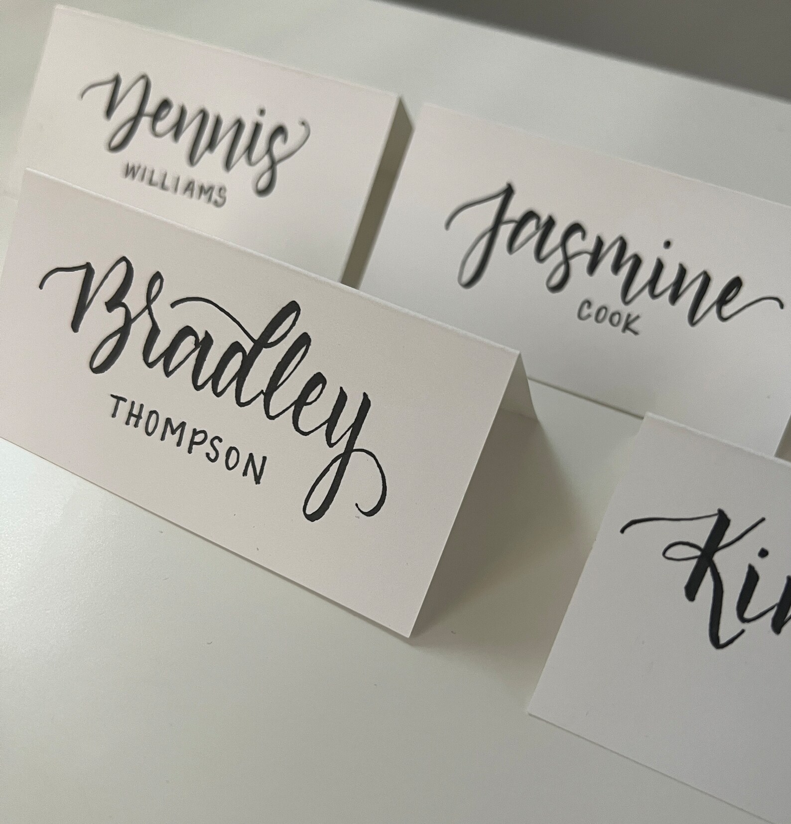 White Tented Place Cards | Handlettered Place Cards | Wedding Place ...