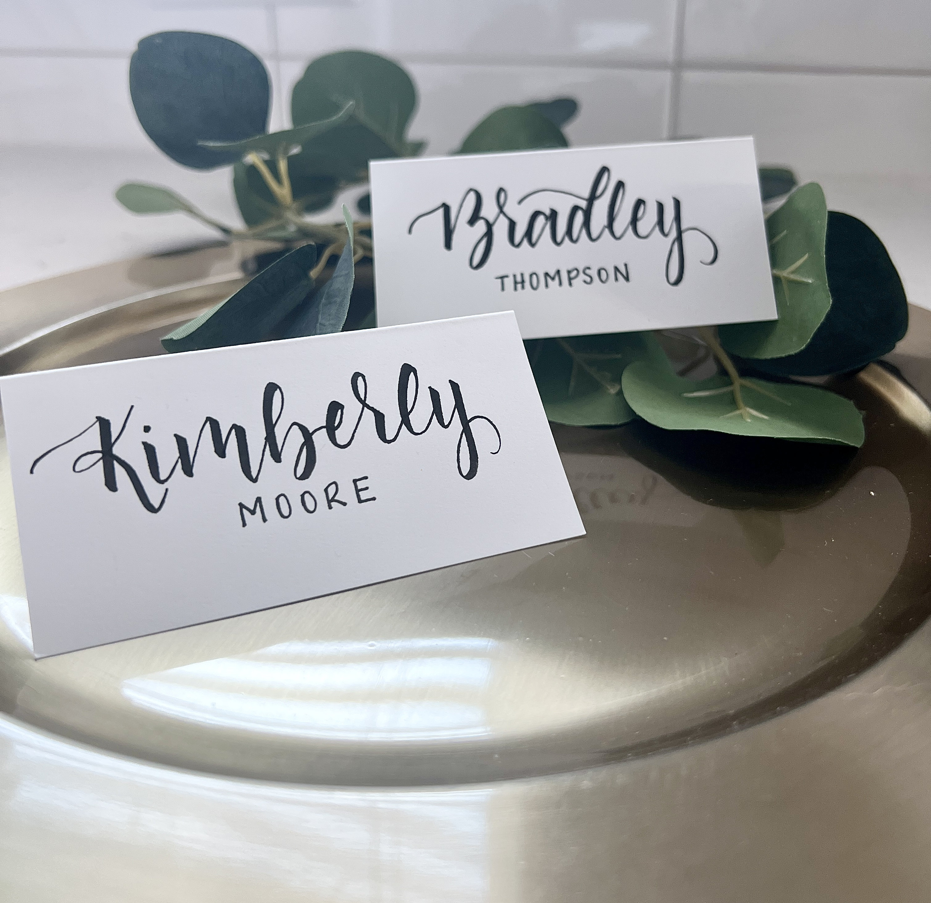 White Tented Place Cards | Handlettered Place Cards | Wedding Place ...