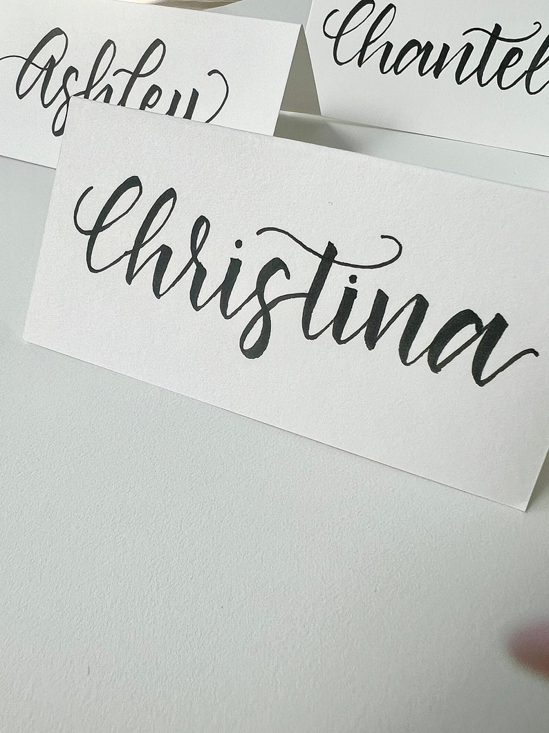 White Tented Place Cards | Handlettered Place Cards | Wedding Place ...