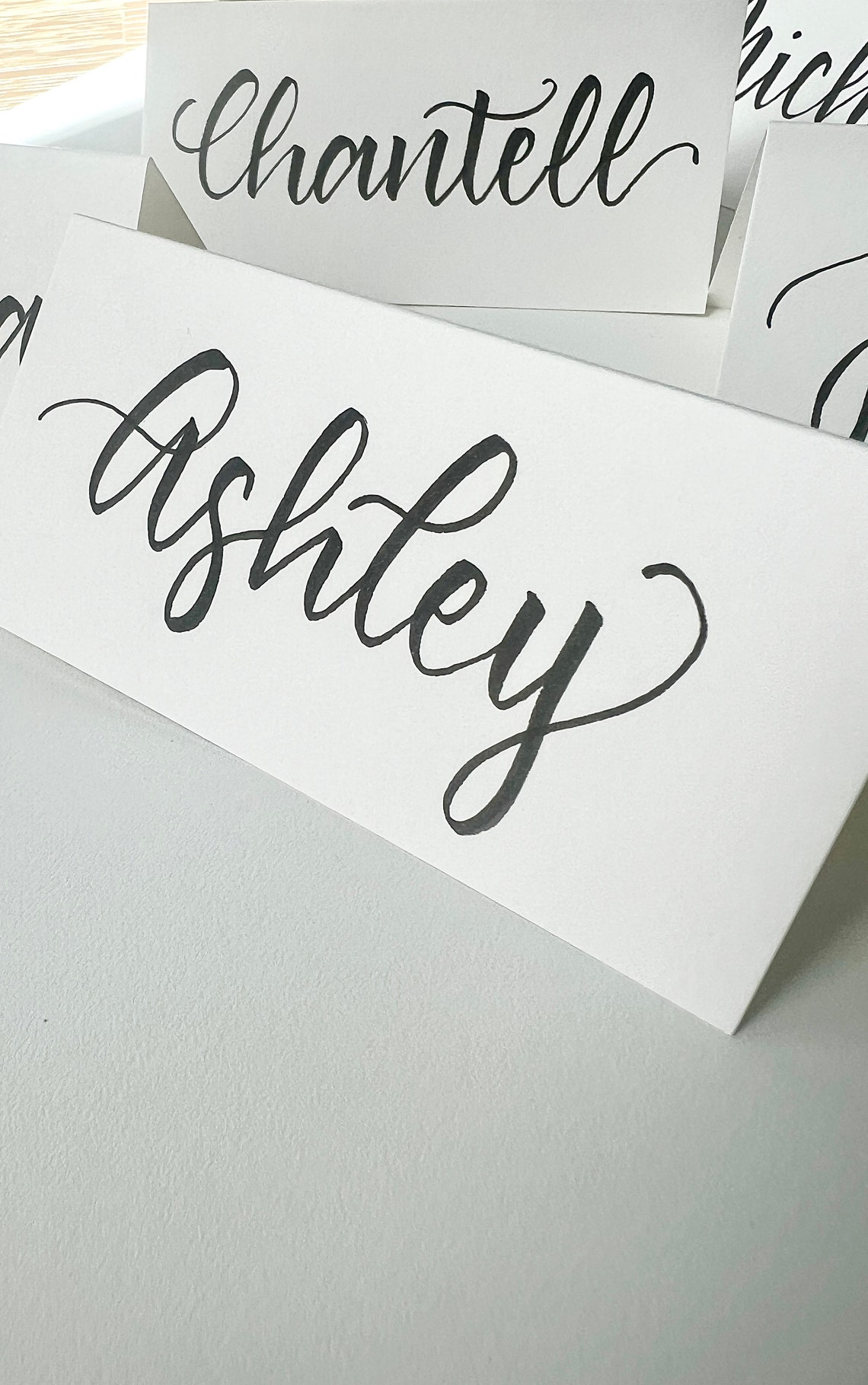 White Tented Place Cards | Handlettered Place Cards | Wedding Place ...
