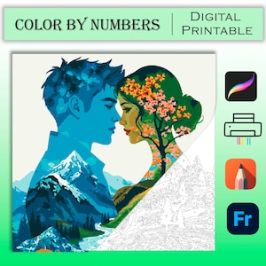 Color by Number for Adult, Paint by Numbers, Romantic Nature Scenery ...