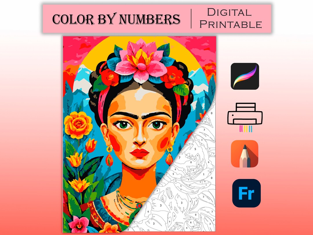 Color by Number, Paint by Numbers for Adult, Frida Kahlo, Woman and ...