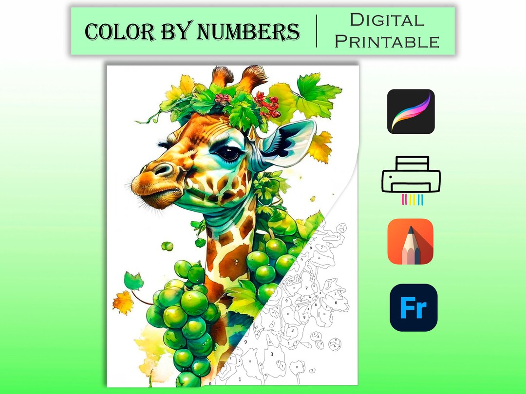 Color by Numbers for Adults, Paint by Numbers, Coloring Page Girrafe ...