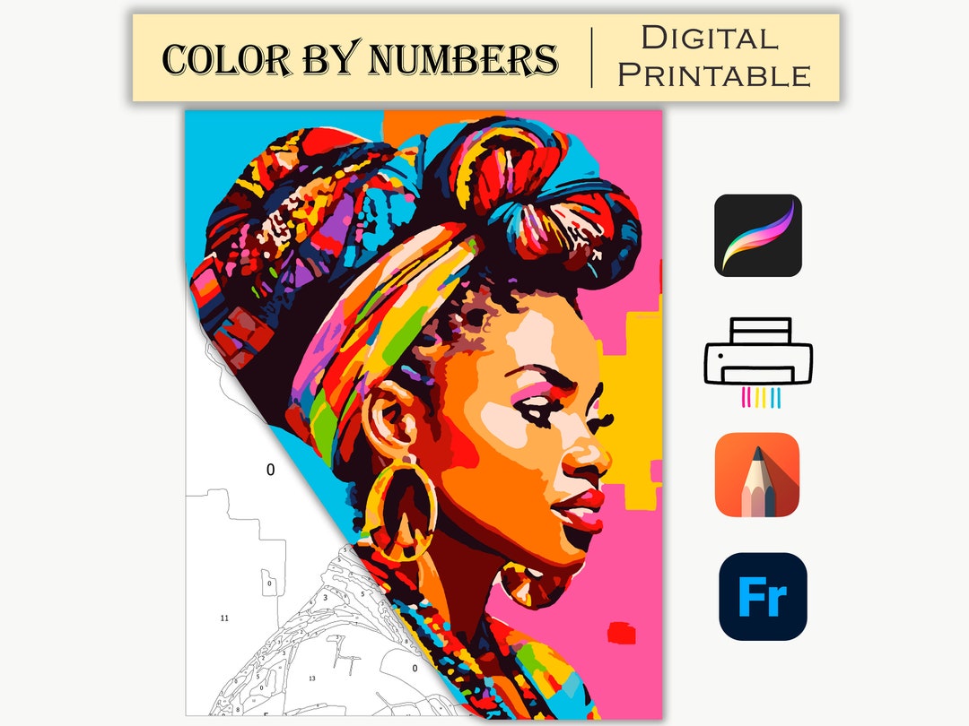 Color by Numbers for Adult, Paint by Numbers, Coloring Page Black Woman ...