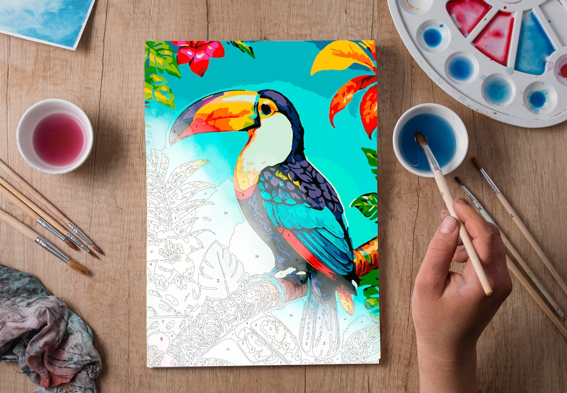 Color by Numbers for Adults, Paint by Numbers, Coloring Page Toukan ...