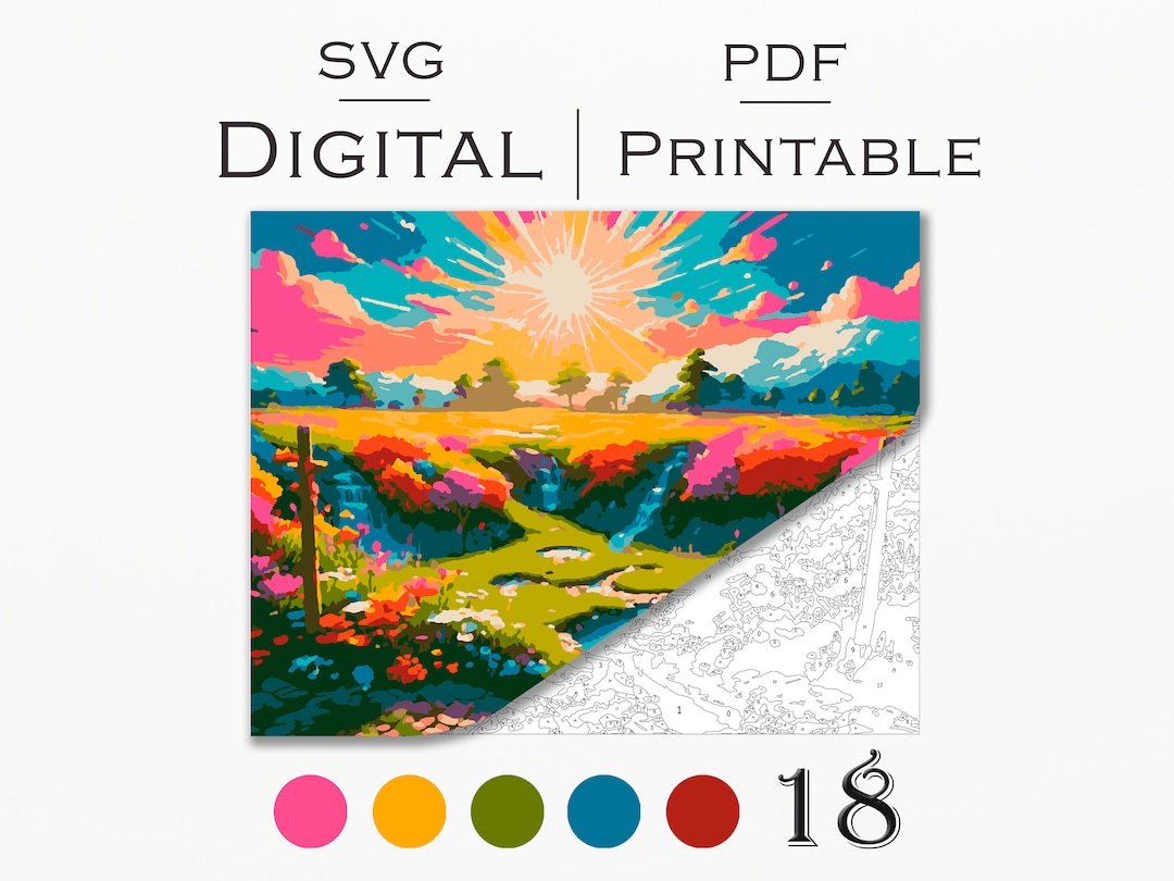 Color by Numbers Adult Landscape, Nature Colorful Scenery Paint by ...