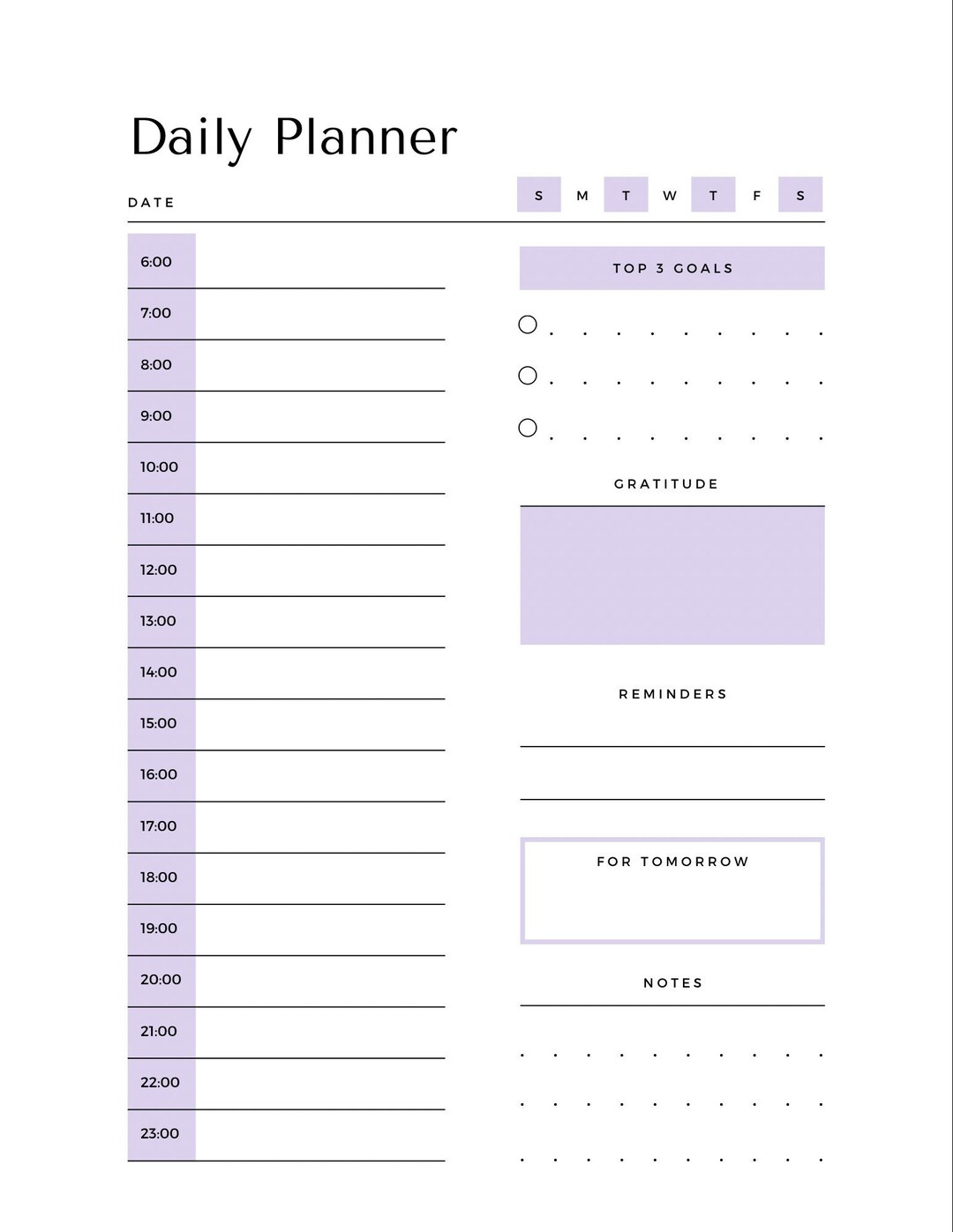 Minimal Daily Planner Purple - Etsy