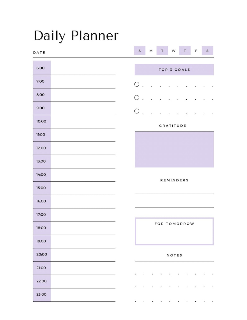 Minimal Daily Planner Purple - Etsy