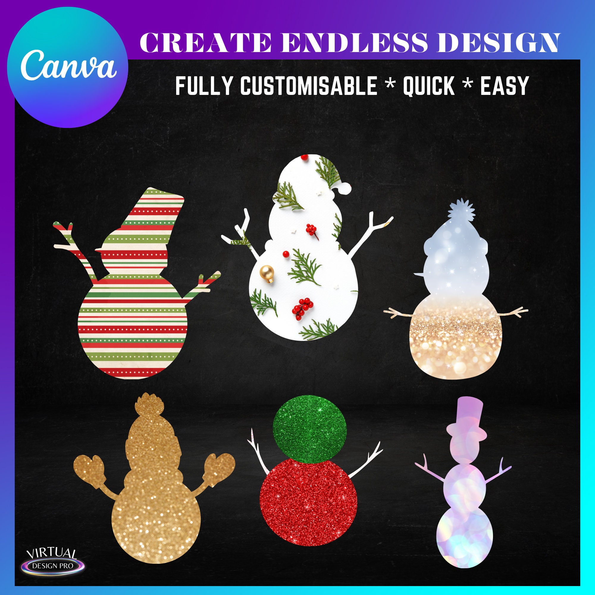 Create Your Own Snowman Canva Frames With This Template, Christmas ...